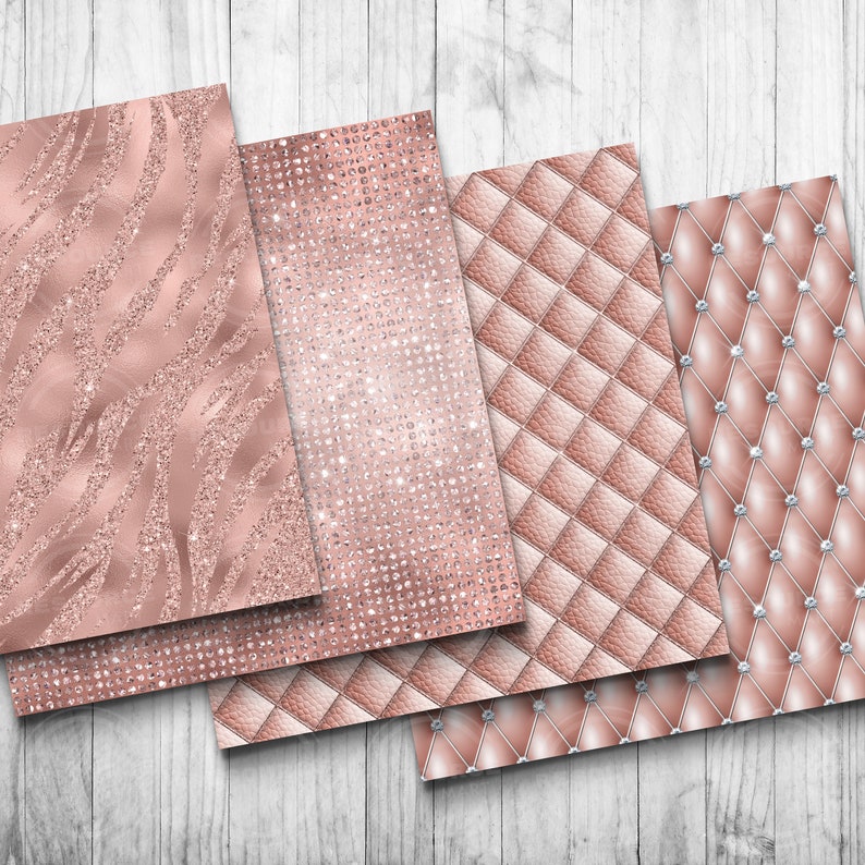 Luxury Glam Digital Paper Rosegold Printable Scrapbook Paper - Etsy