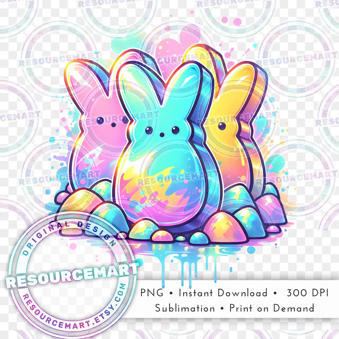 Easter Marshmallow Bunnies PNG Graphic File, Pastel Peep T-shirt Tee ...