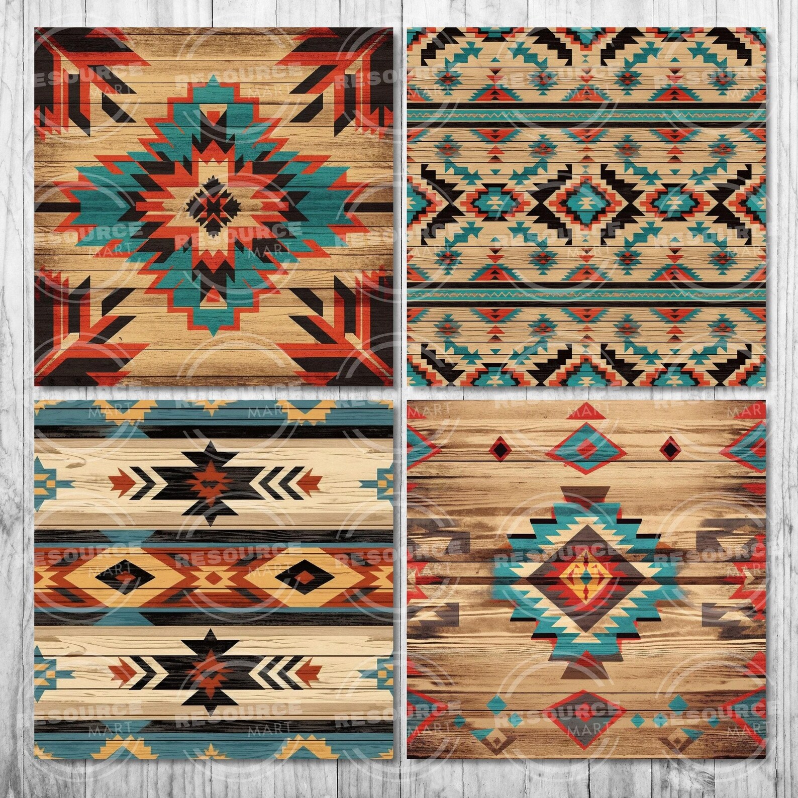 Seamless Southwestern Wood Digital Paper, Western Patterns, Aztec ...
