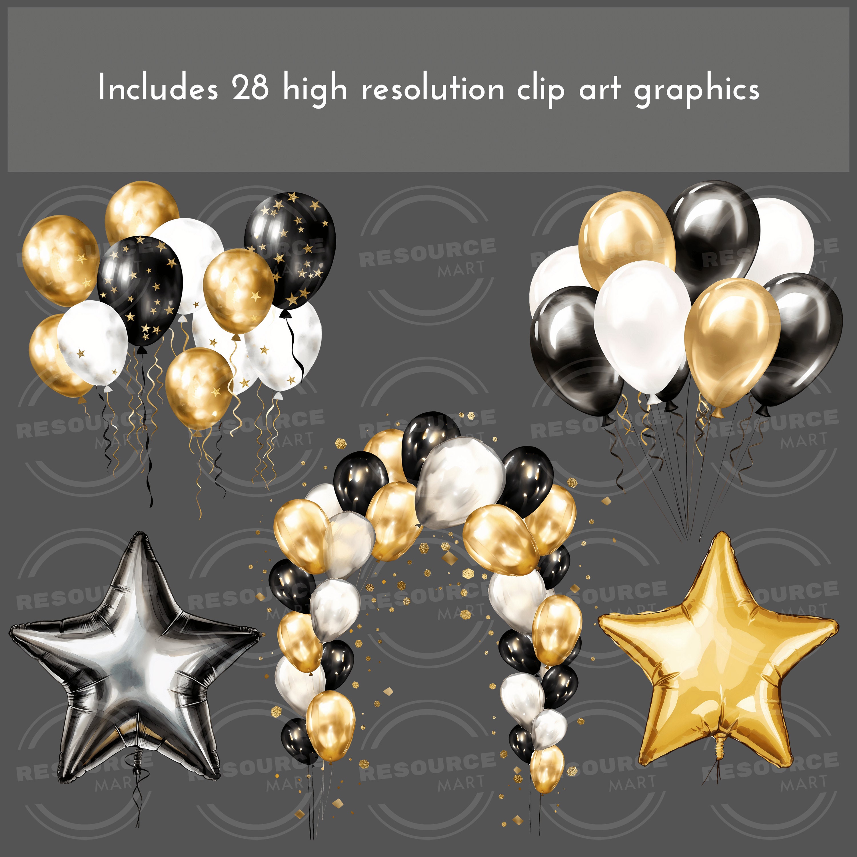 New Year's Eve Clip Art Transparent PNG, Black and Gold Glitter Mixed ...