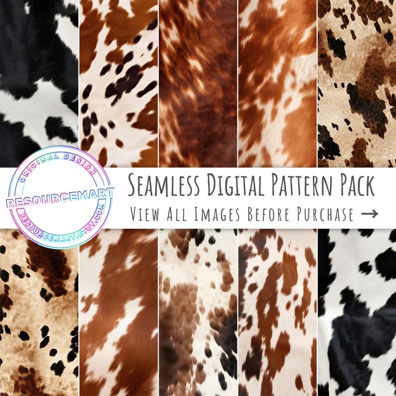 Seamless Cowhide Digital Paper, Scrapbook Paper, Tileable Leather ...