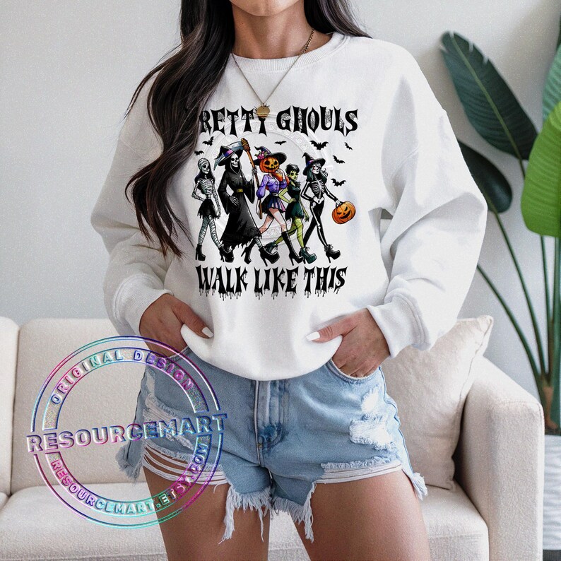 Pretty Ghouls Walk Like This PNG Graphic File, Funny Halloween T-shirt ...