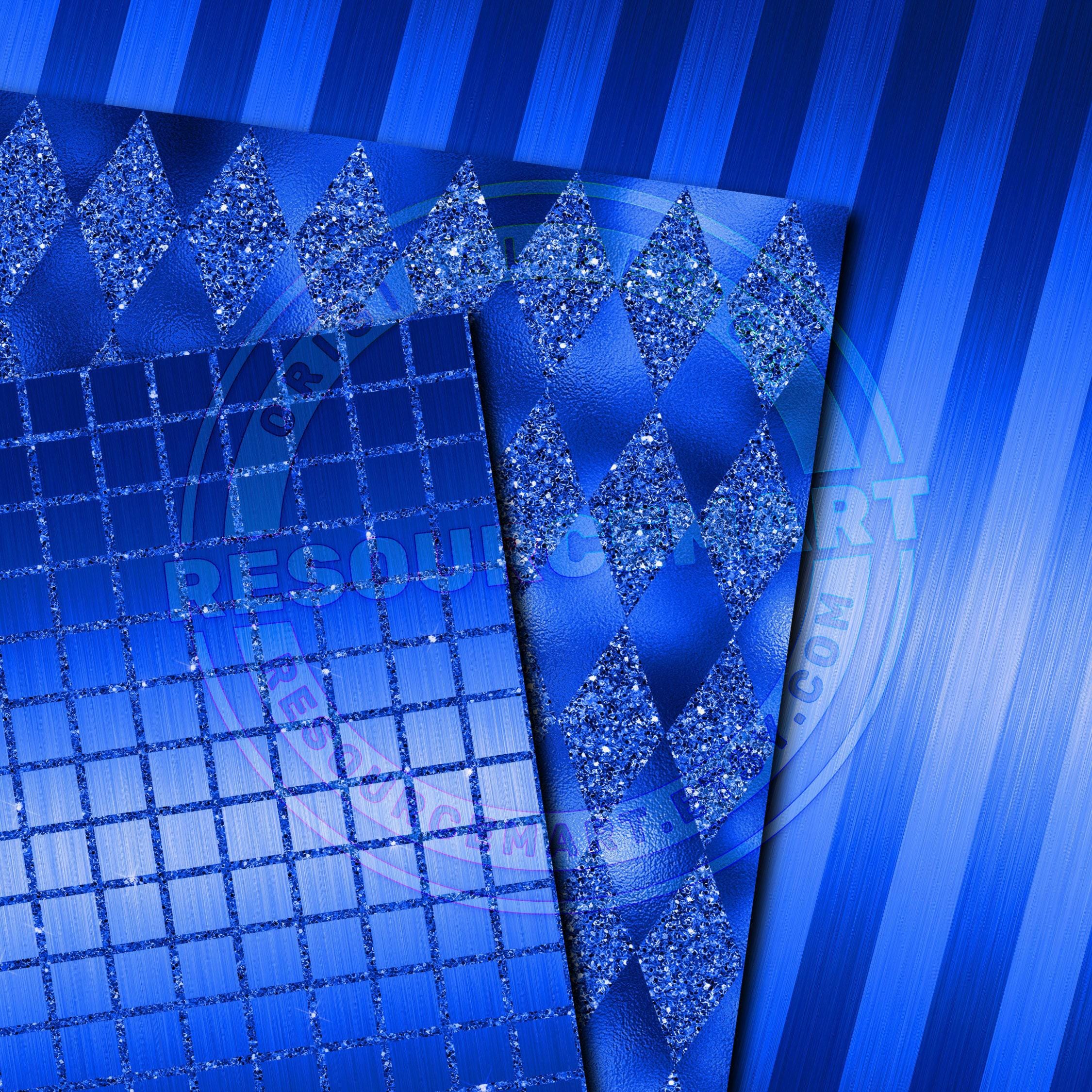 Luxury Glam Digital Paper, Royal Blue Scrapbook Journal Pages, Metallic ...