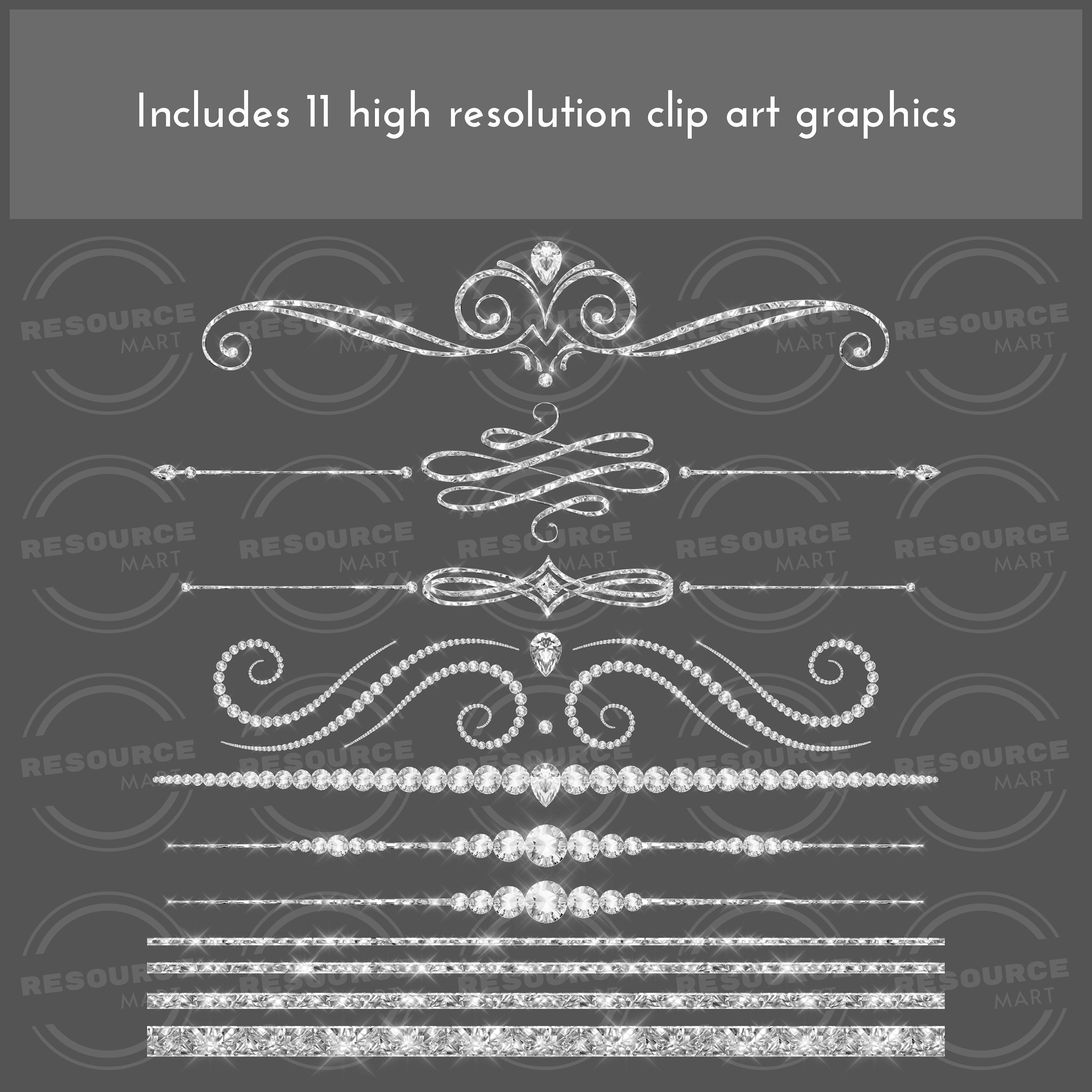 Diamond Dividers Clipart Transparent PNG Luxe Luxury Glam Bling Clip ...