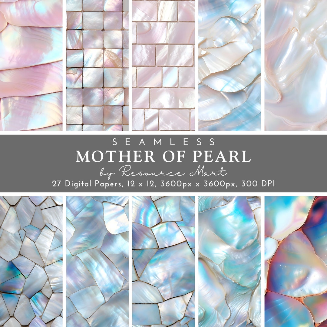 Mother of Pearl Digital Paper Pack, Seamless Patterns, Scrapbooking ...