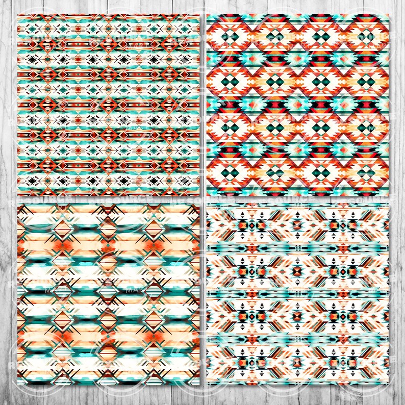 Seamless Southwestern Digital Paper, Western Patterns, Aztec Navajo ...