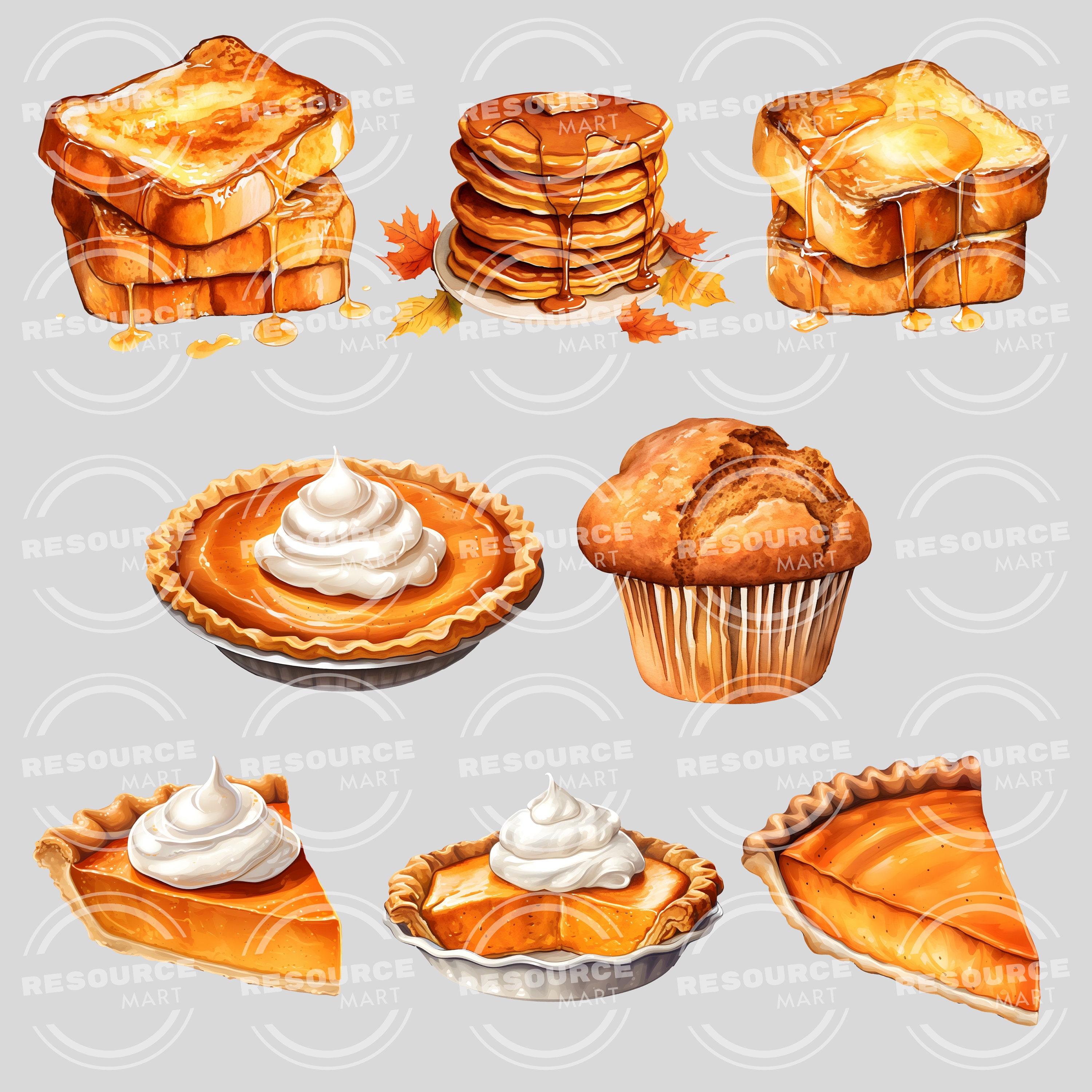 Fall Sweets Clip Art Transparent PNG, Autumn Thanksgiving Clipart ...
