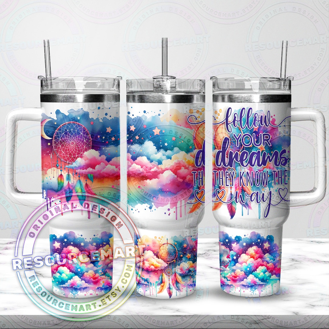 Seamless 40oz Tumbler Wrap Design, 40 Ounce Stanley Quencher Handle Cup ...