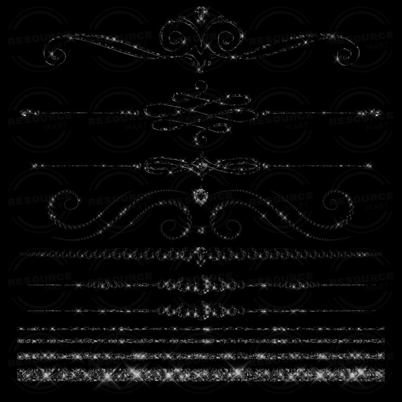Black Diamond Dividers Clipart Transparent PNG Luxe Luxury - Etsy