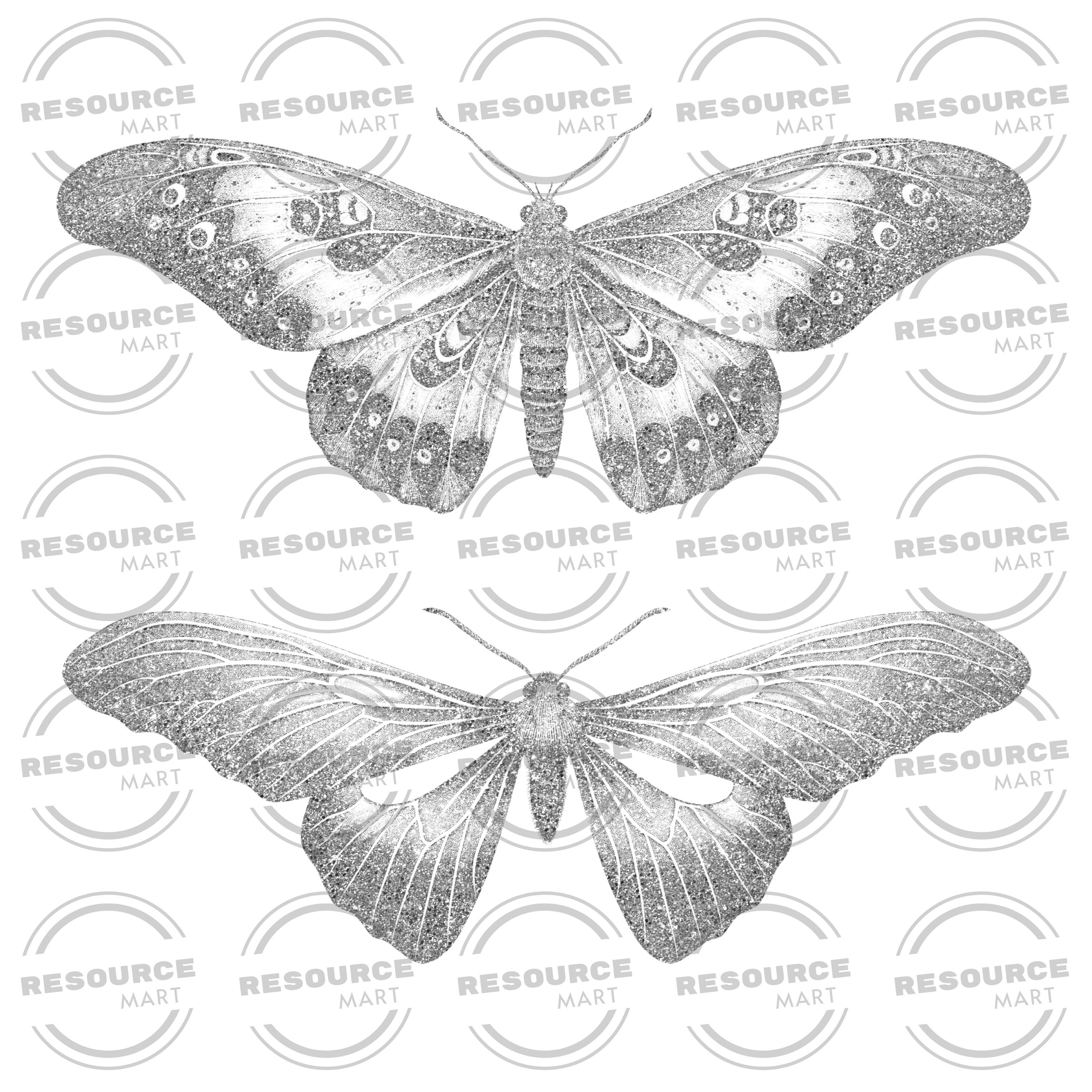 Silver Glitter Butterfly Clipart Transparent Overlay Printable - Etsy