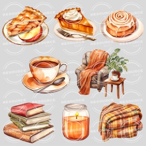 Cozy Fall Clip Art Transparent PNG Autumn Thanksgiving - Etsy