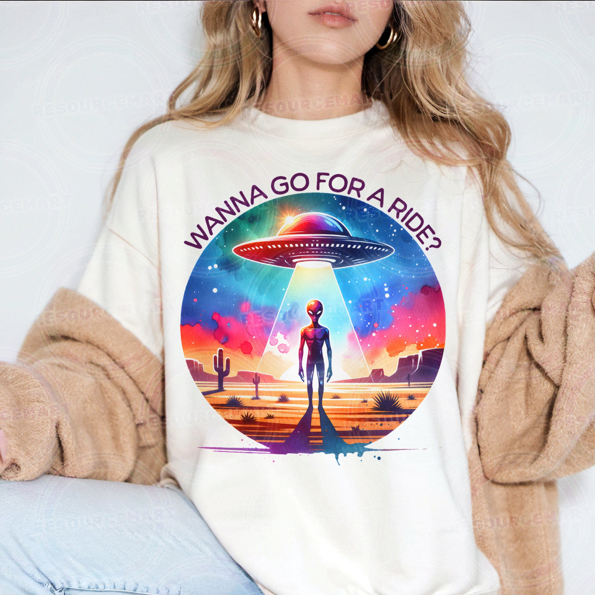 Alien UFO wanna Go for a Ride PNG Graphic File, Print on Demand Tote ...