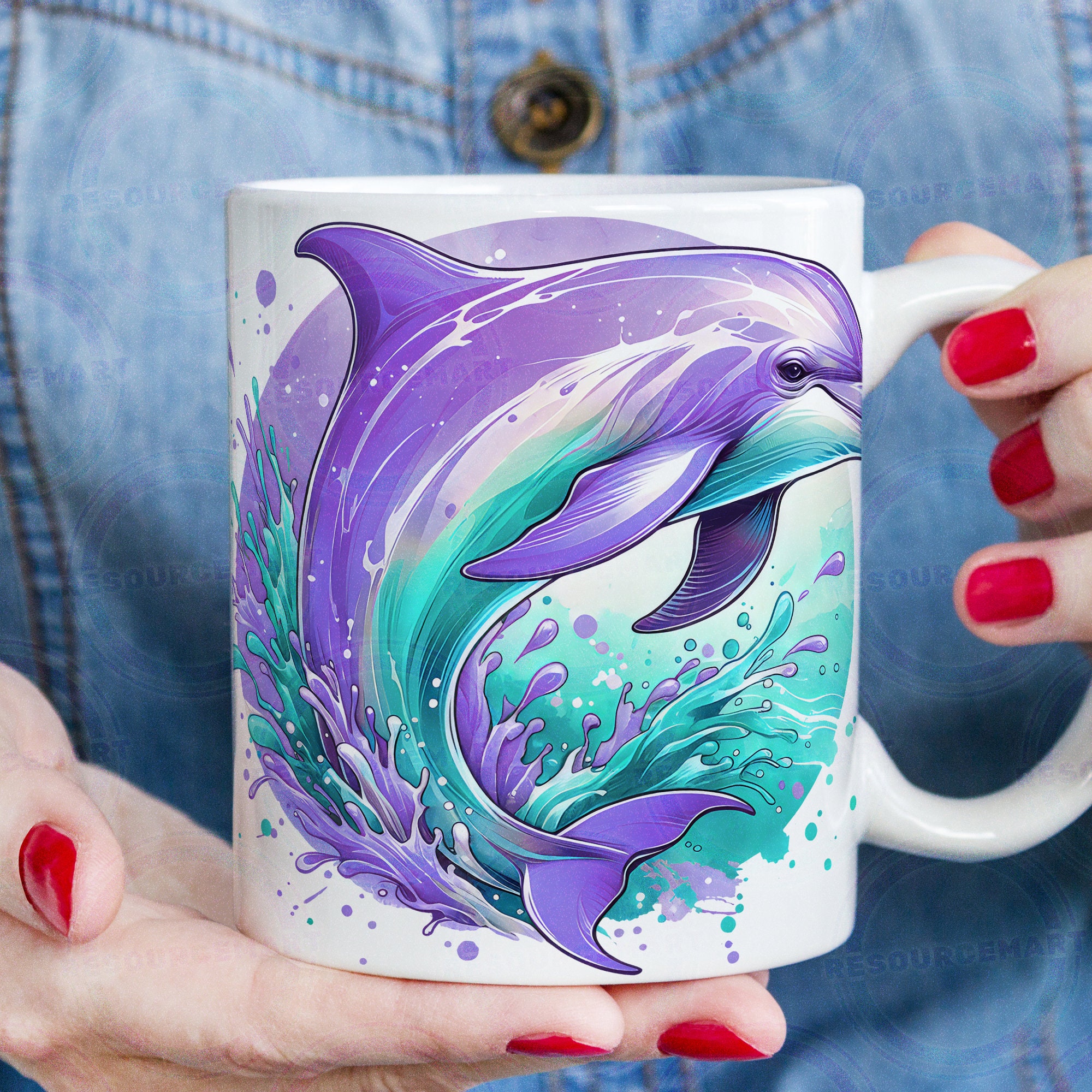 Purple & Turquoise Dolphin PNG Graphic File, Print on Demand, Summer T ...