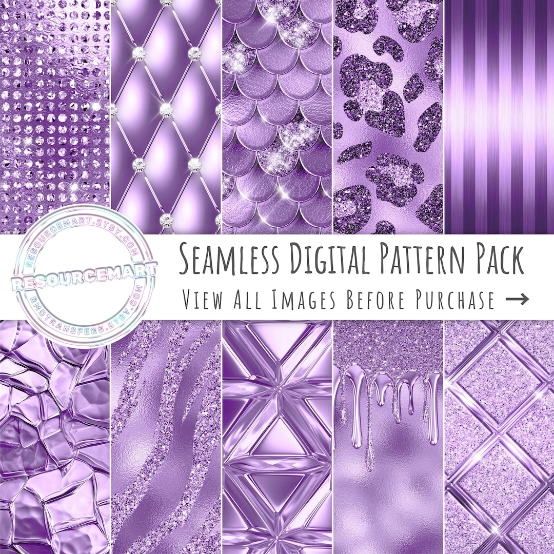 Luxury Glam Digital Paper, Lavender Scrapbook Journal Pages, Metallic ...