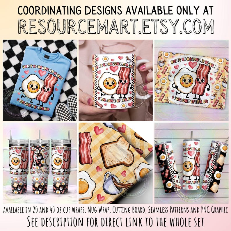 Breakfast Food Seamless Pattern, Bacon Eggs Toast and Coffee With Hearts on Black Solid Base ...