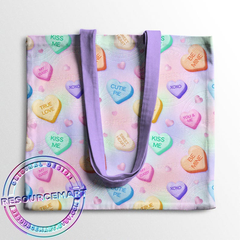 Valentine's Day Conversation Hearts Seamless Pattern, Sublimation ...