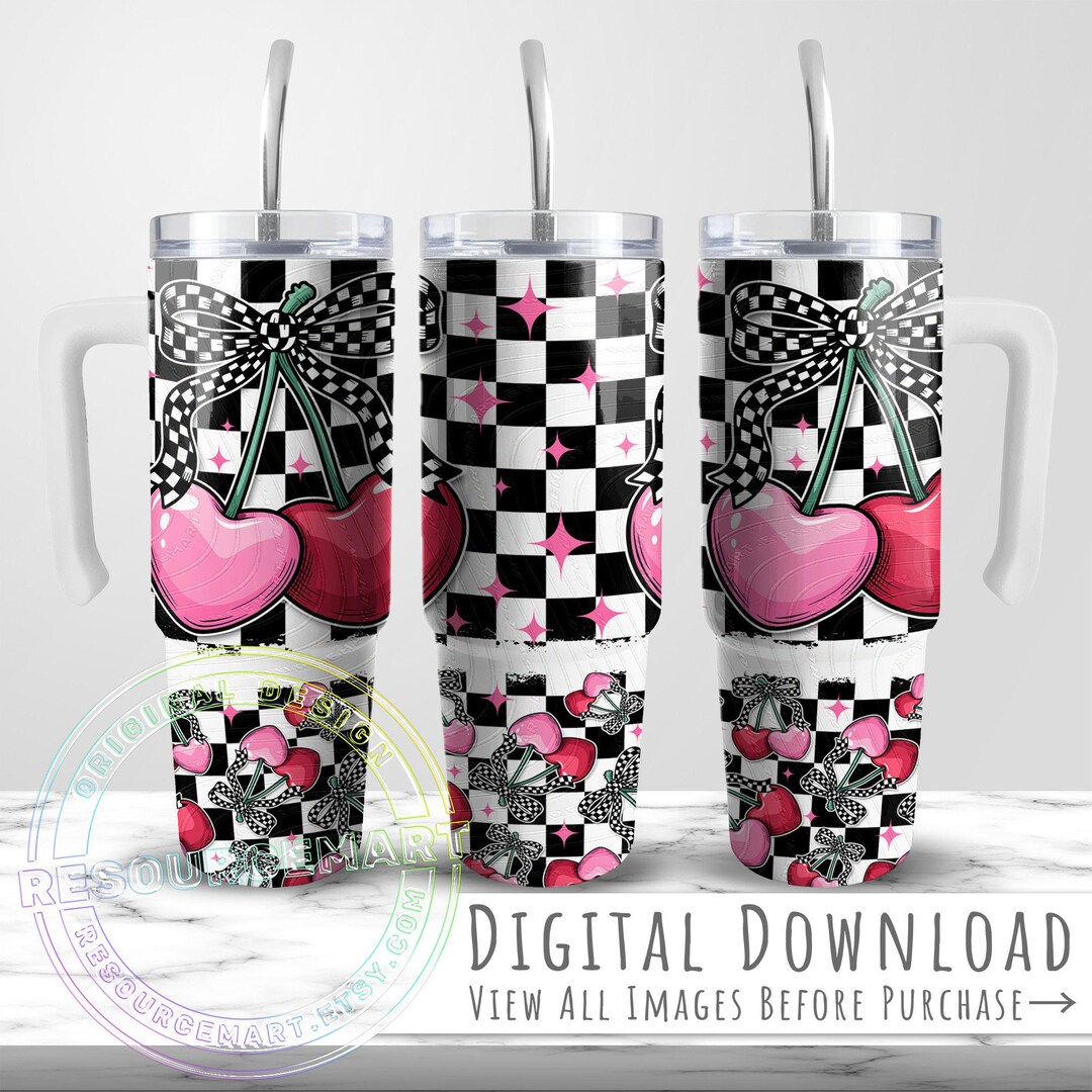 Heart Cherries 30oz Sublimation Tumbler Wrap PNG for Stanley and Hogg ...