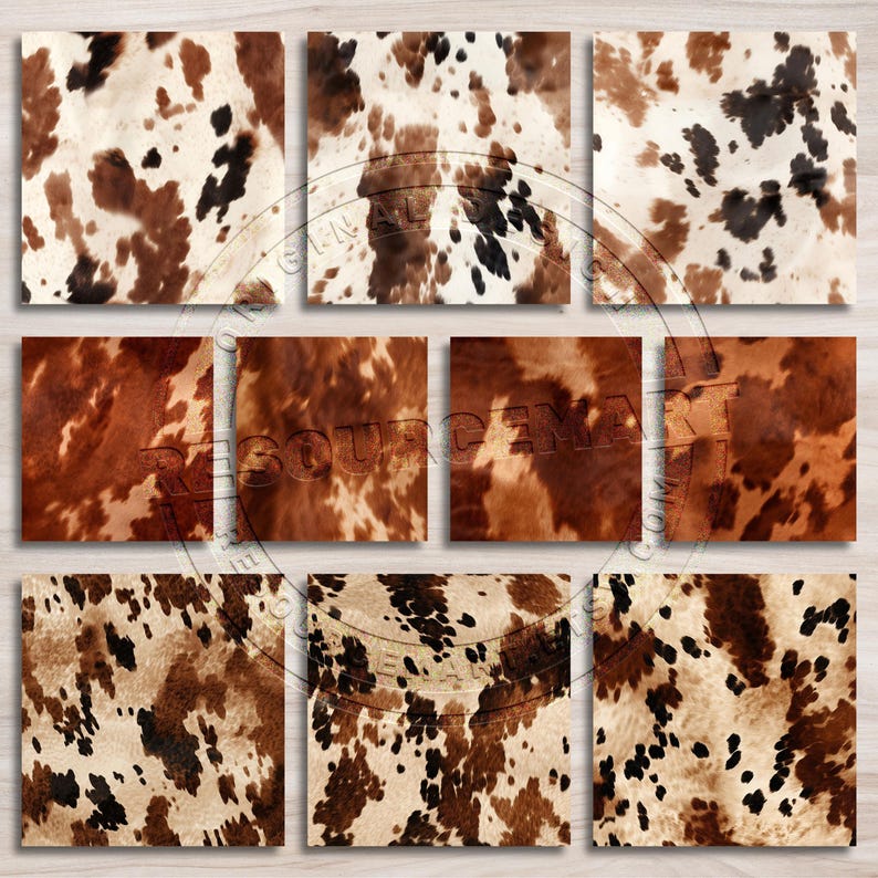 Seamless Cowhide Digital Paper, Scrapbook Paper, Tileable Leather ...