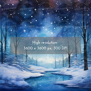 Watercolor Forest Winter Digital Paper, Printable Scrapbook Paper Snow ...