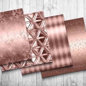 Luxury Glam Digital Paper Rosegold Printable Scrapbook Paper Seamless ...