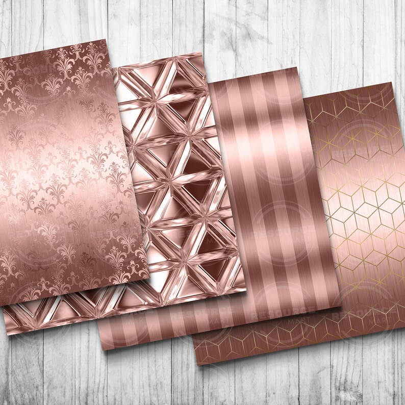 Luxury Glam Digital Paper Rosegold Printable Scrapbook Paper Seamless ...