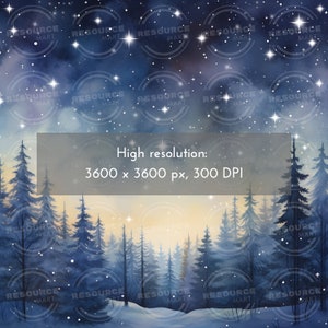 Watercolor Forest Winter Digital Paper, Printable Scrapbook Paper Snow ...