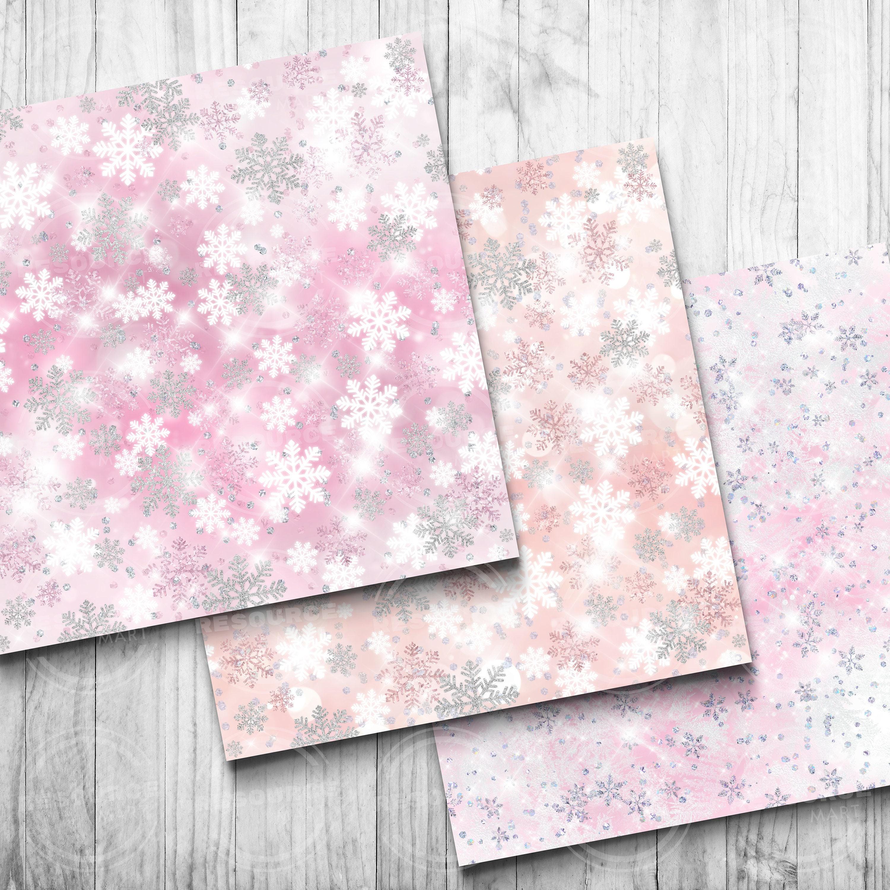 Glittery Pastel Snowflakes Winter Digital Paper, Seamless Printable ...