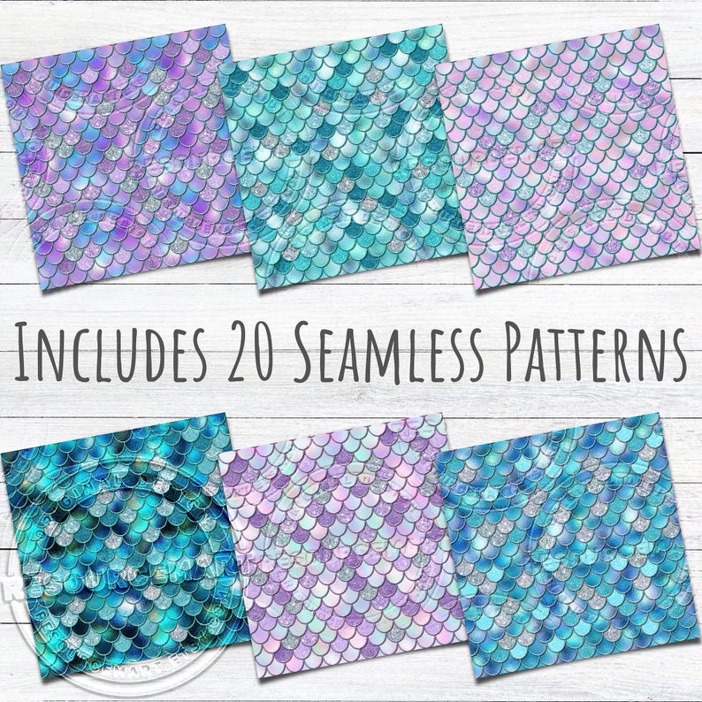 Glittery Iridescent Seamless Mermaid Scales Digital Paper, Holographic ...