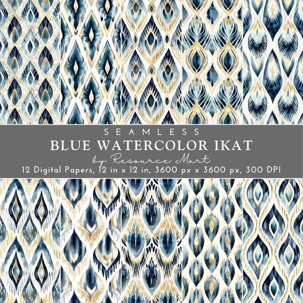 Blue Ikat Wallpaper - Etsy