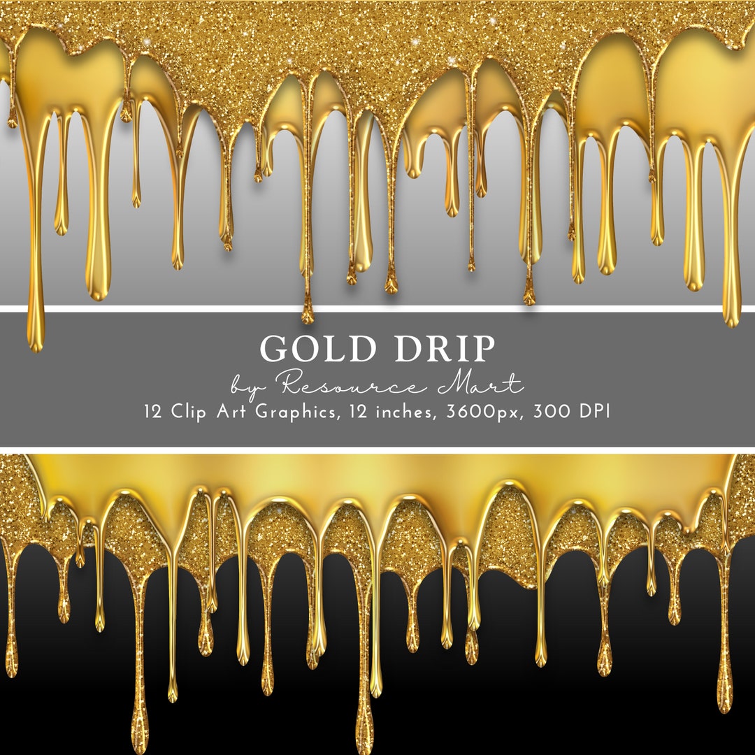 Gold Drip Clip Art, Metallic & Glittery Clip Art, Luxe Glam Borders ...