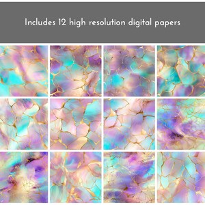 Iridescent Opal & Gold Digital Paper, Luxe Seamless Textures ...