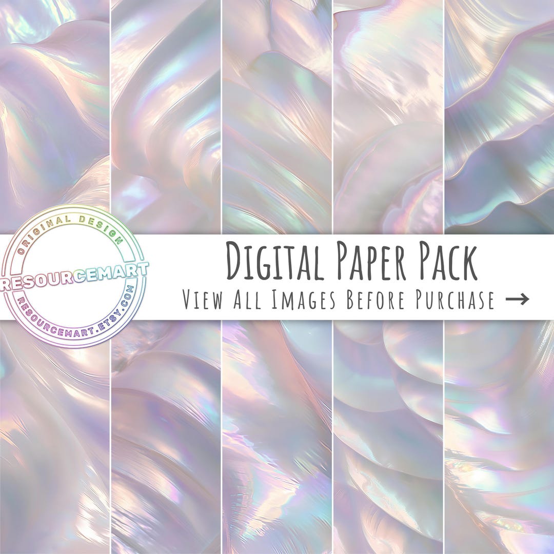 Mother of Pearl Digital Paper, Iridescent Digital Texture, Pearlescent ...