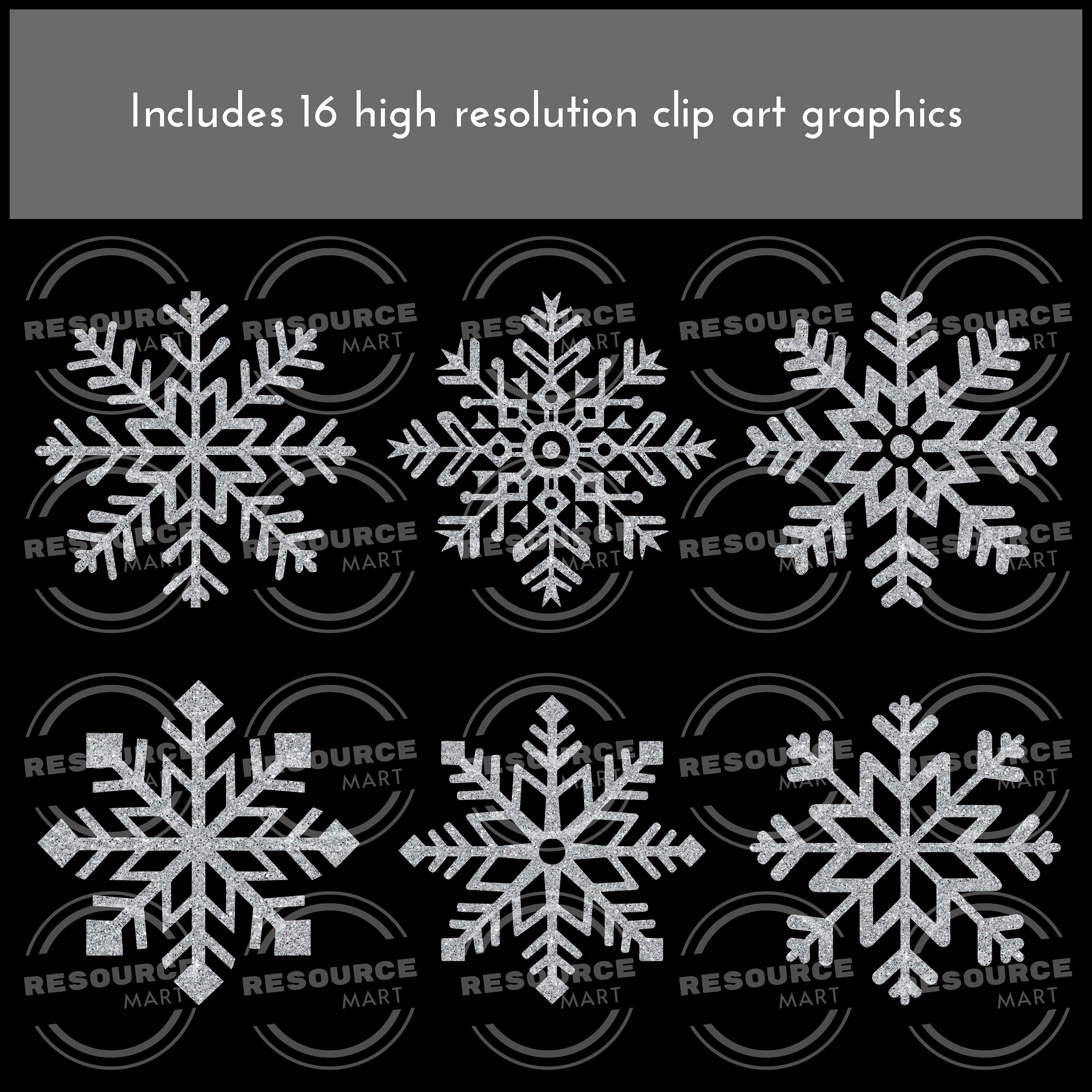 Silver Glitter Snowflake Clipart Transparent PNG, Winter Christmas Clip ...