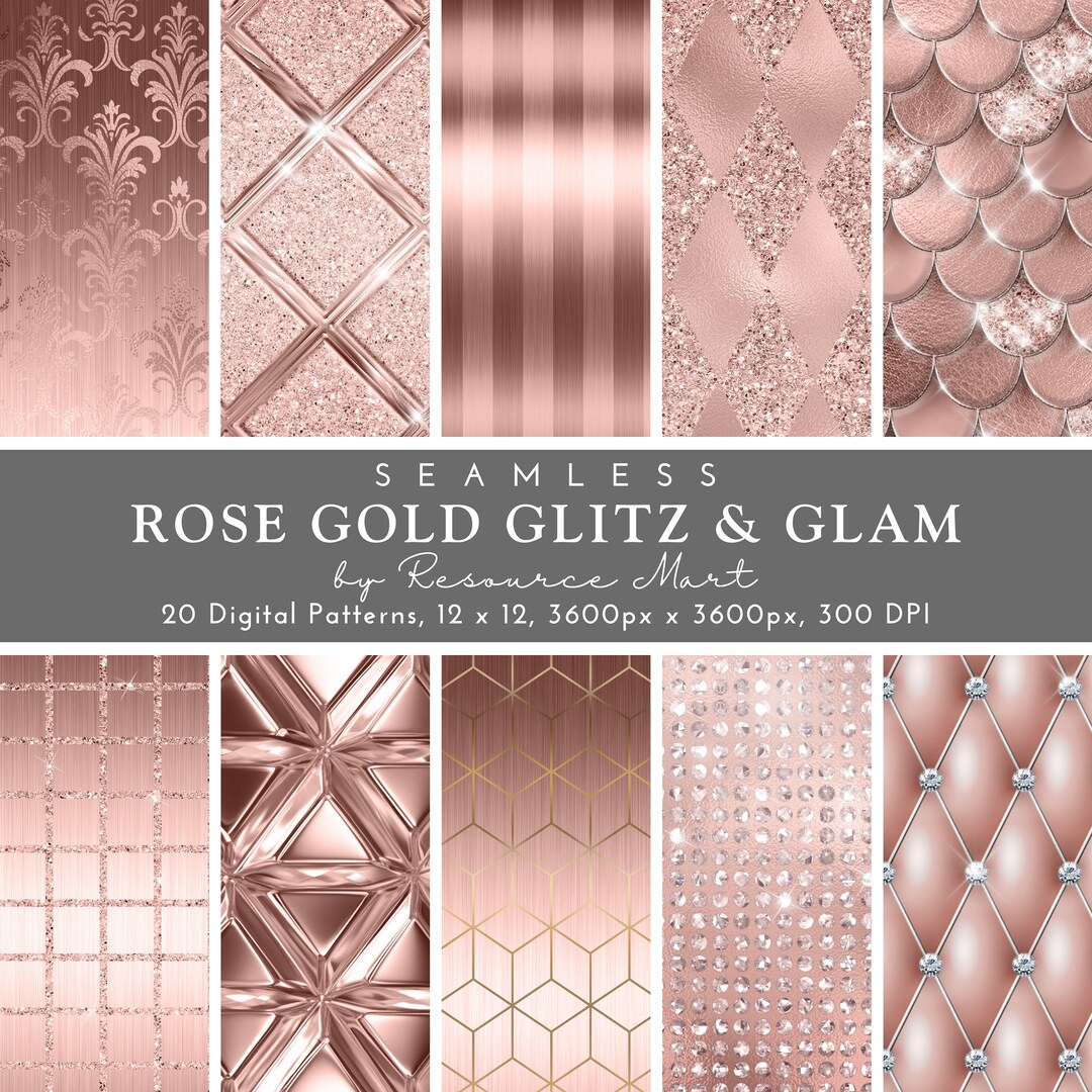 Luxury Glam Digital Paper Rosegold Printable Scrapbook Paper Seamless ...
