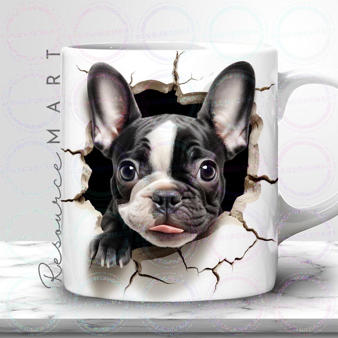 3D French Bulldog Frenchie Dog Mug Wrap Design, 11oz 12oz 15 Oz ...