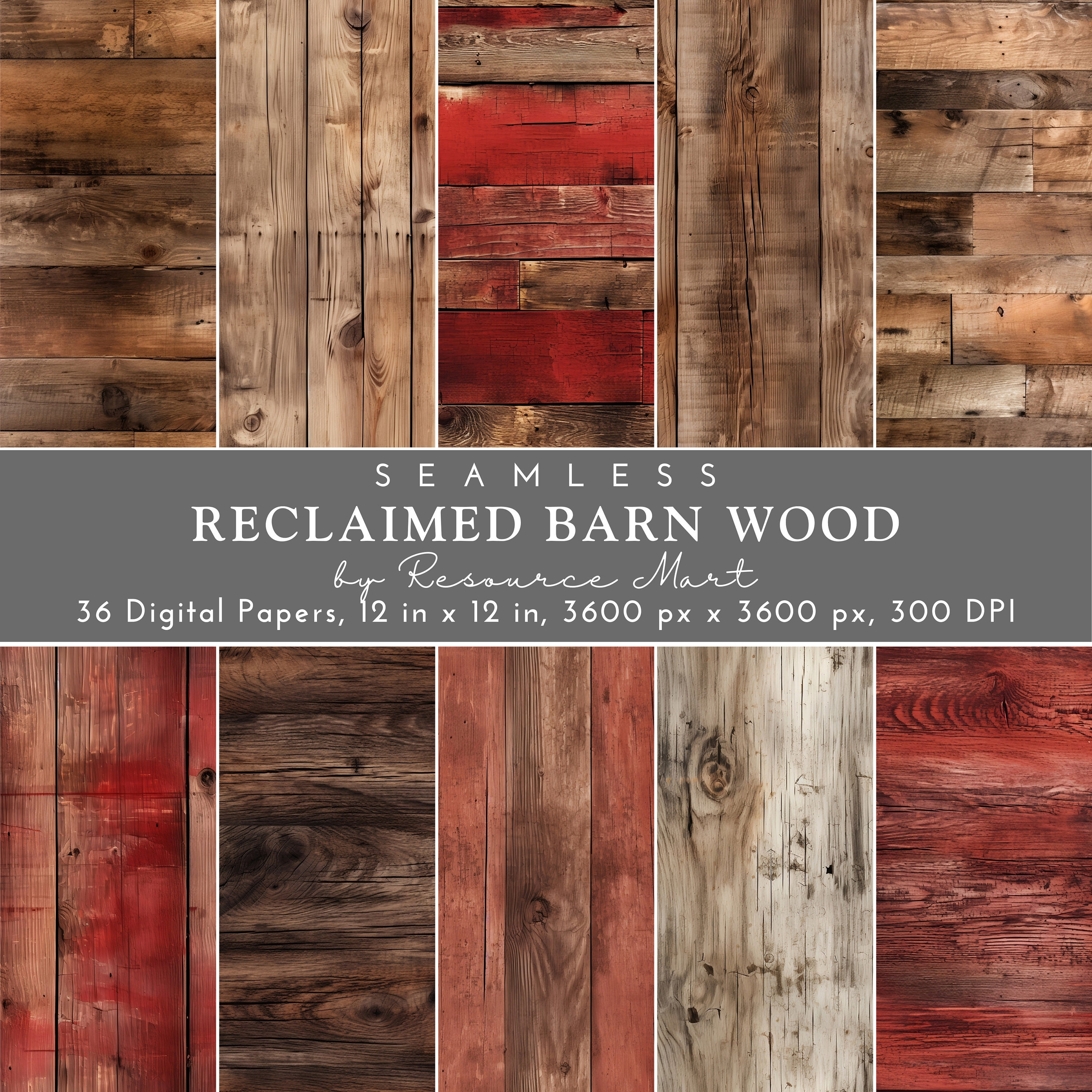 Barn Wood Digital Paper, Seamless Shabby Country Rustic Woodgrain ...