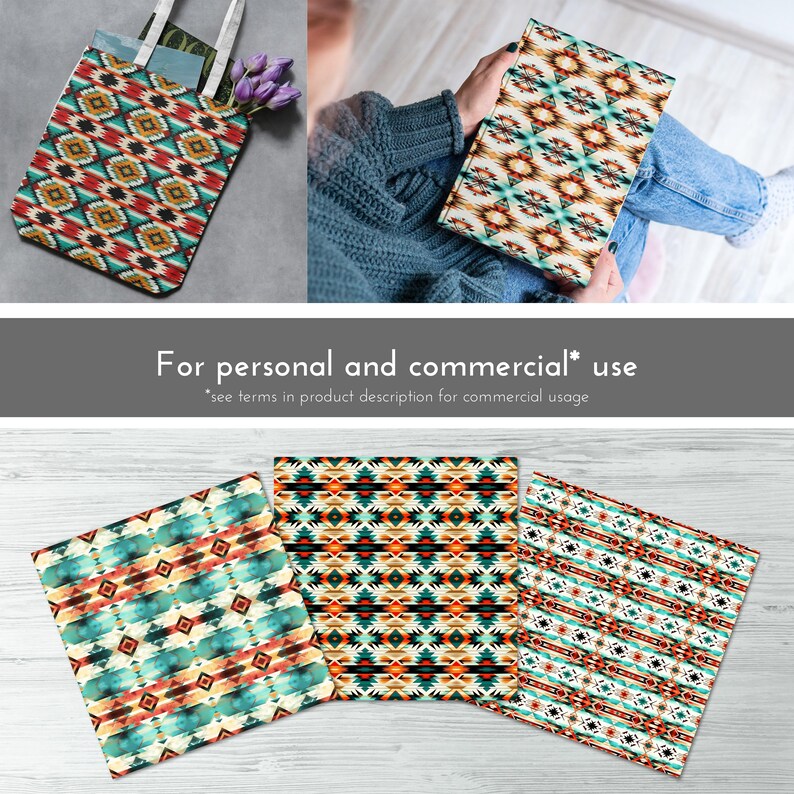 Seamless Southwestern Digital Paper, Western Patterns, Aztec Navajo ...