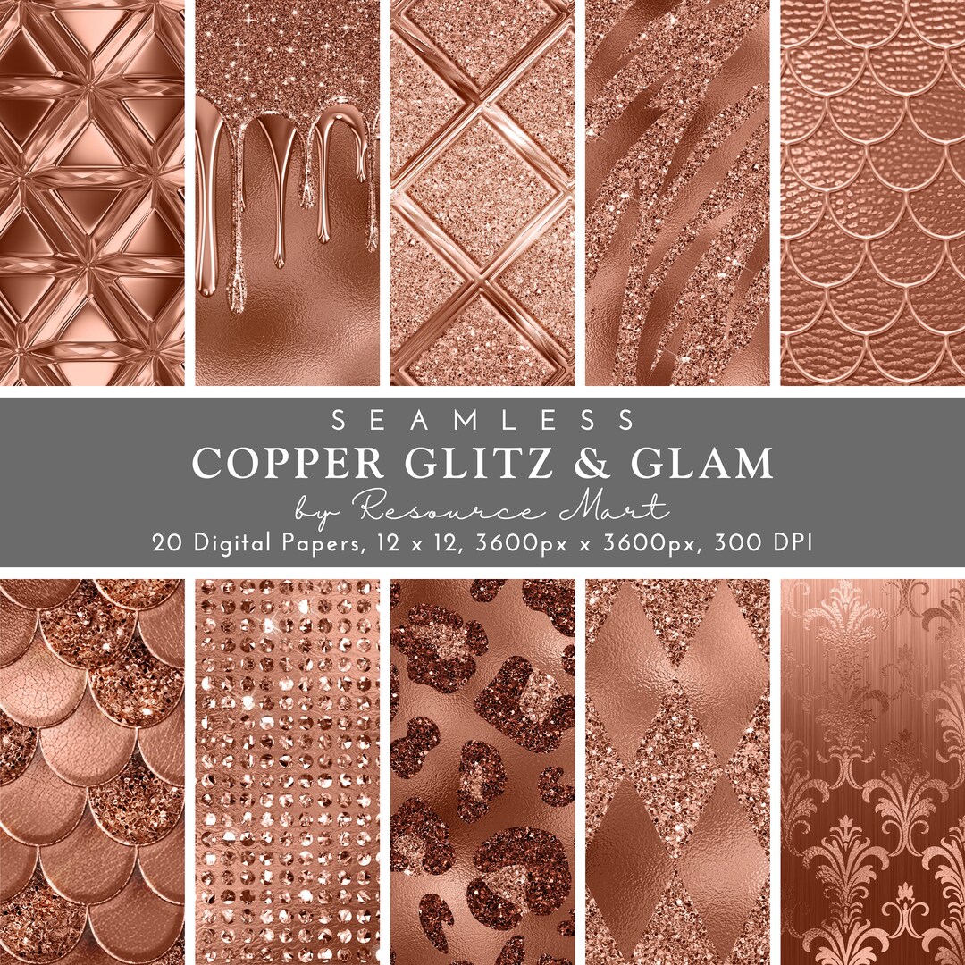 Luxury Glam Digital Paper Copper Foil Printable Scrapbook Paper ...