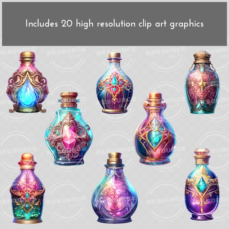 Magic Potion Clip Art, Halloween Witchy Clipart, Print on Demand ...