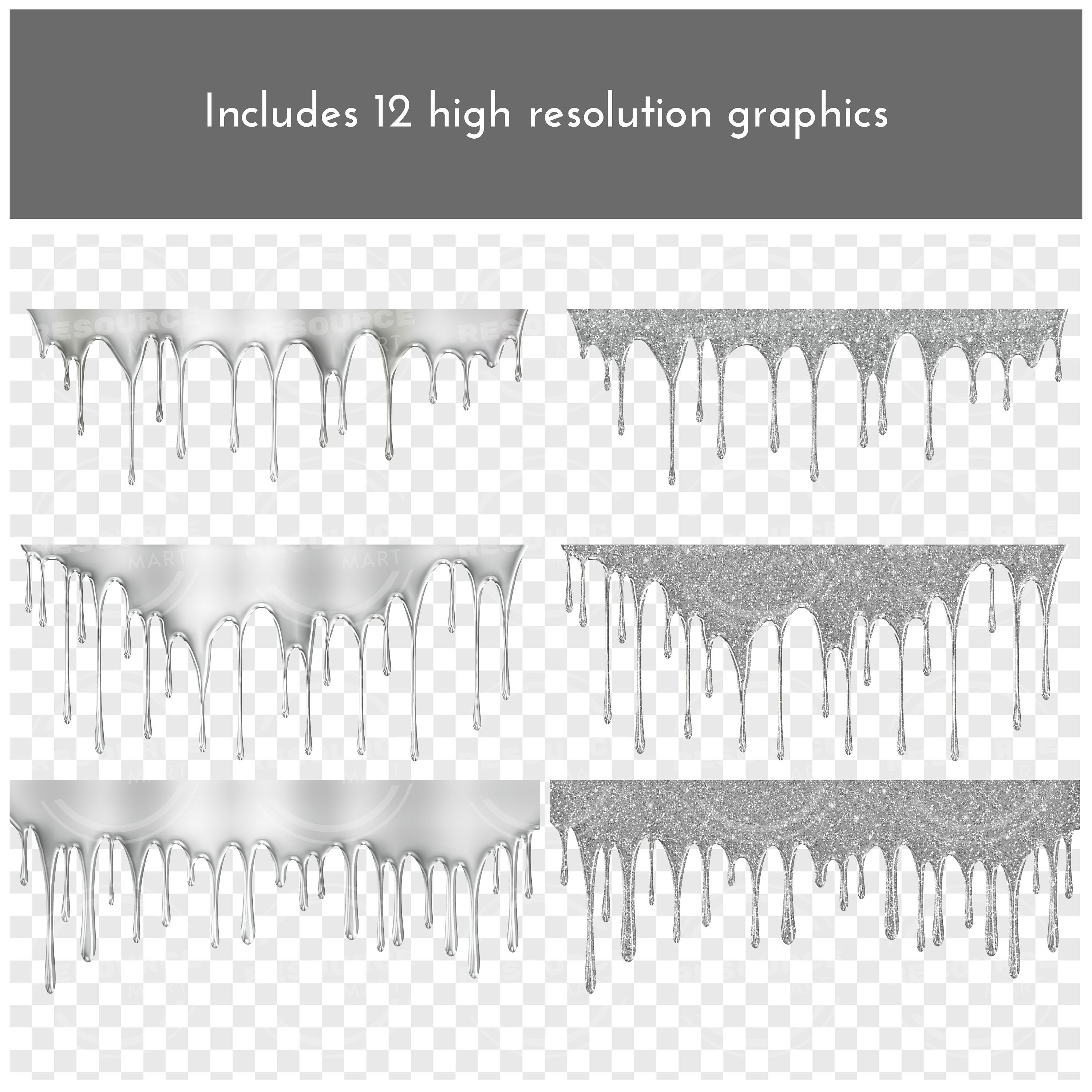 Silver Drip Clipart Transparent PNG, Luxe Luxury Metallic Glittery Glam ...
