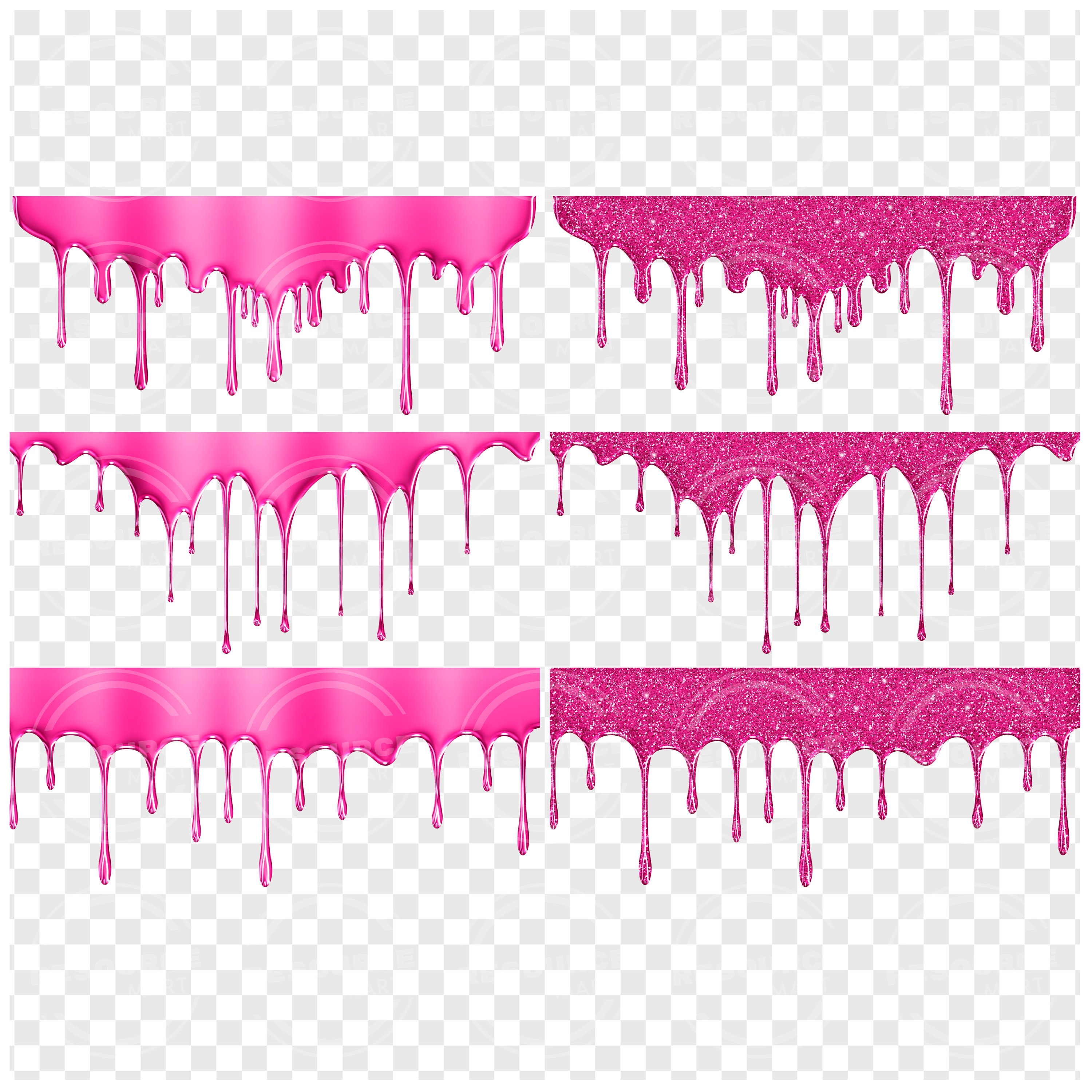 Hot Pink Drip Clip Art, Metallic & Glittery Clip Art, Luxe Glam Borders ...
