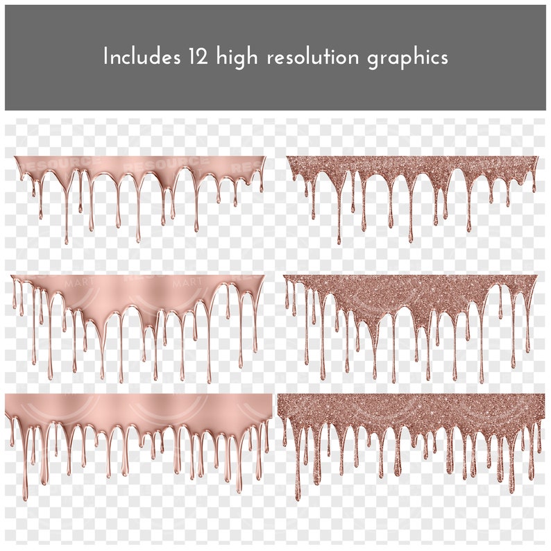 Rose Gold Drip Clip Art Metallic & Glittery Clip Art Luxe - Etsy