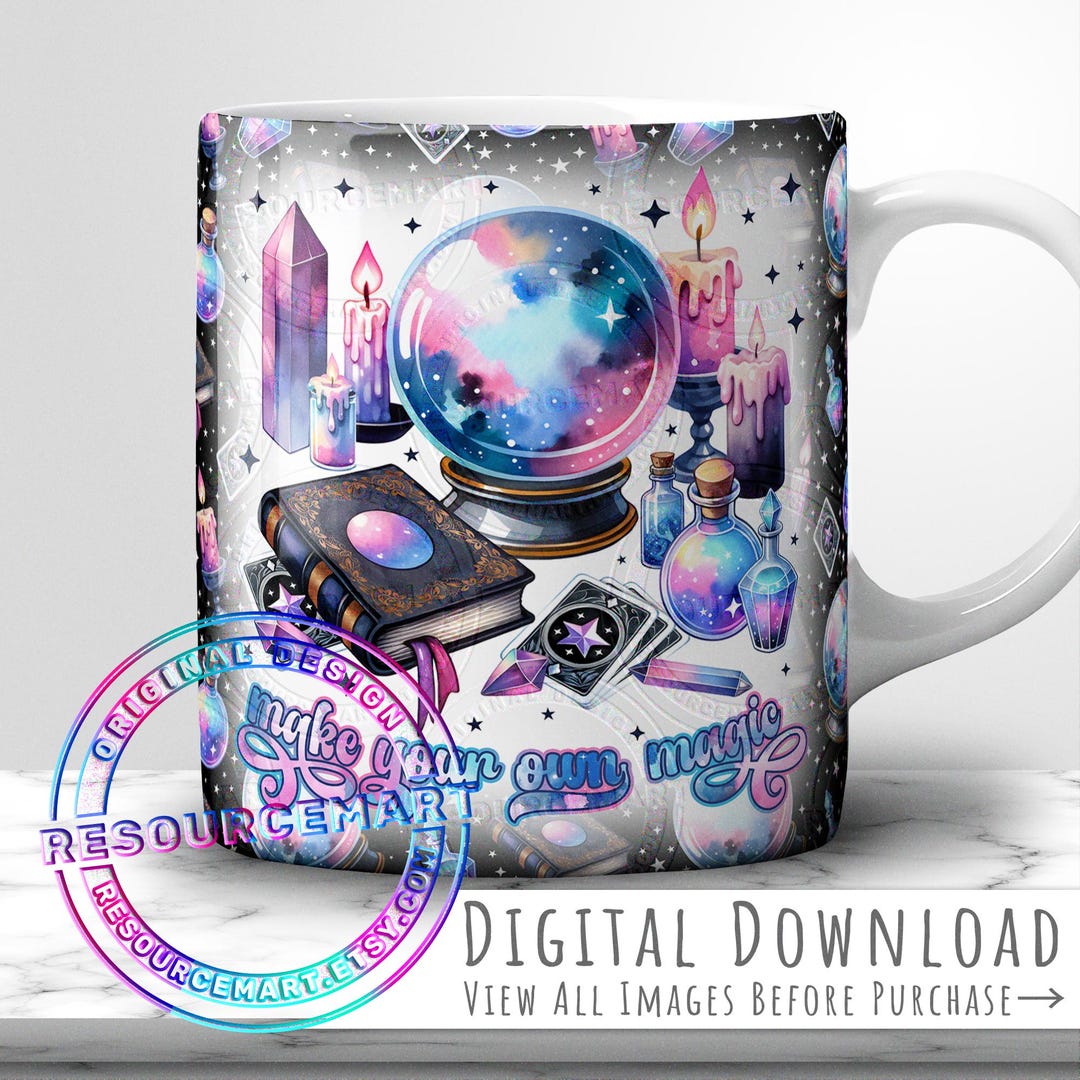 Make Your Own Magic Mug Wrap Design, Pastel Witchy 11oz 12 Oz 15 Ounce ...