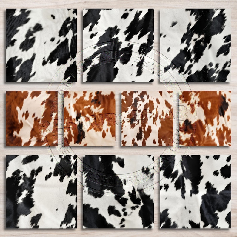 Seamless Cowhide Digital Paper, Scrapbook Paper, Tileable Leather ...