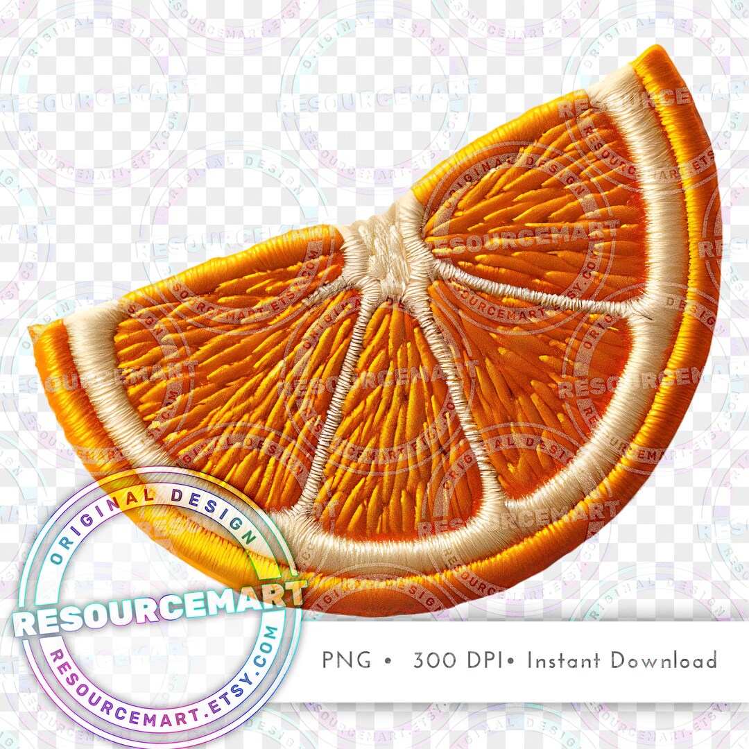 Faux Embroidered Orange Slice PNG Graphic File, Trendy Summer T-shirt ...
