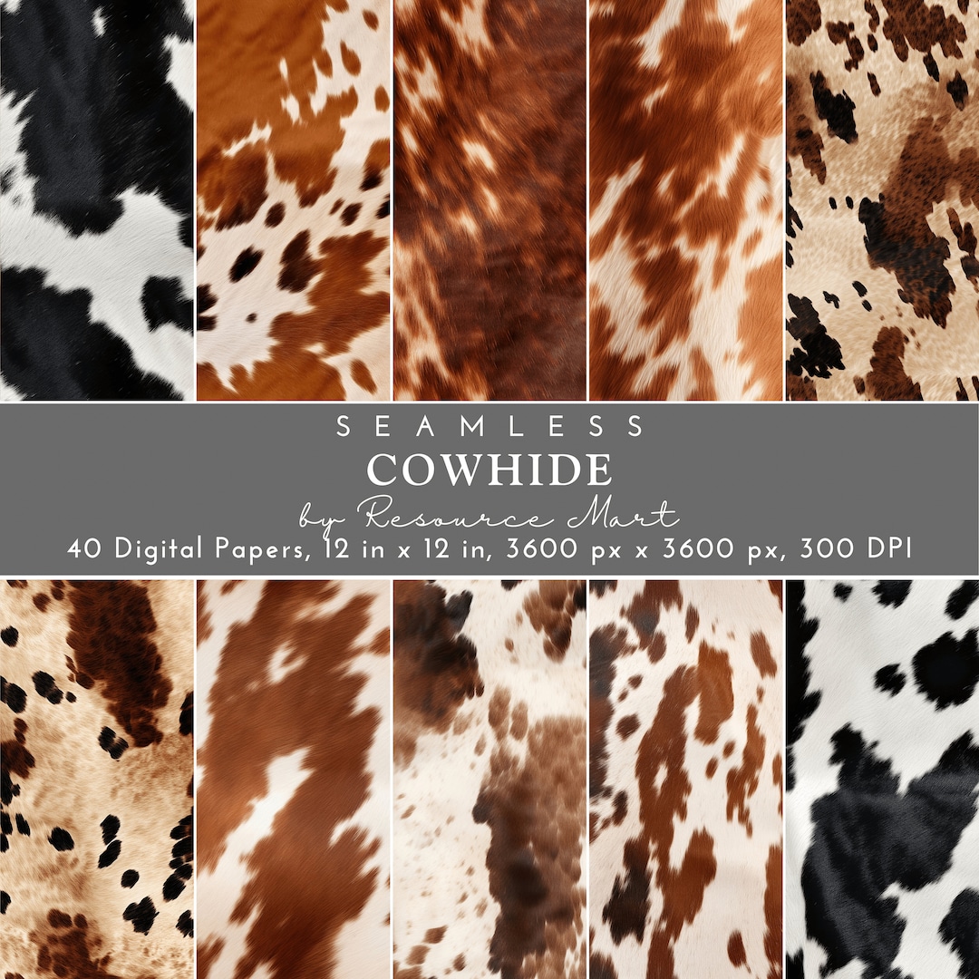 Seamless Cowhide Digital Paper, Scrapbook Paper, Tileable Leather ...