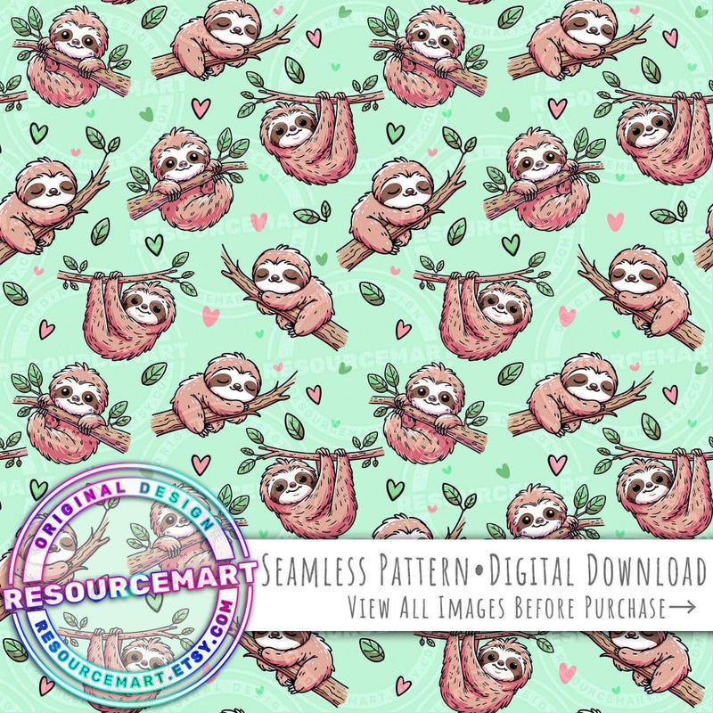 Sloth Fabric - Etsy