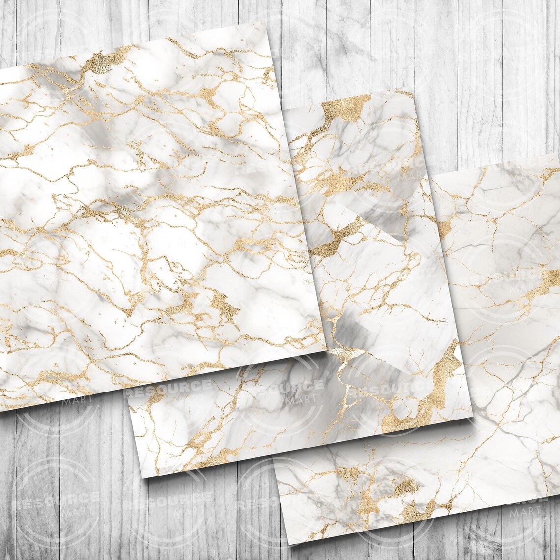Gold Marble Digital Paper, Luxe Seamless Textures, Gold Scrapbook Pages ...