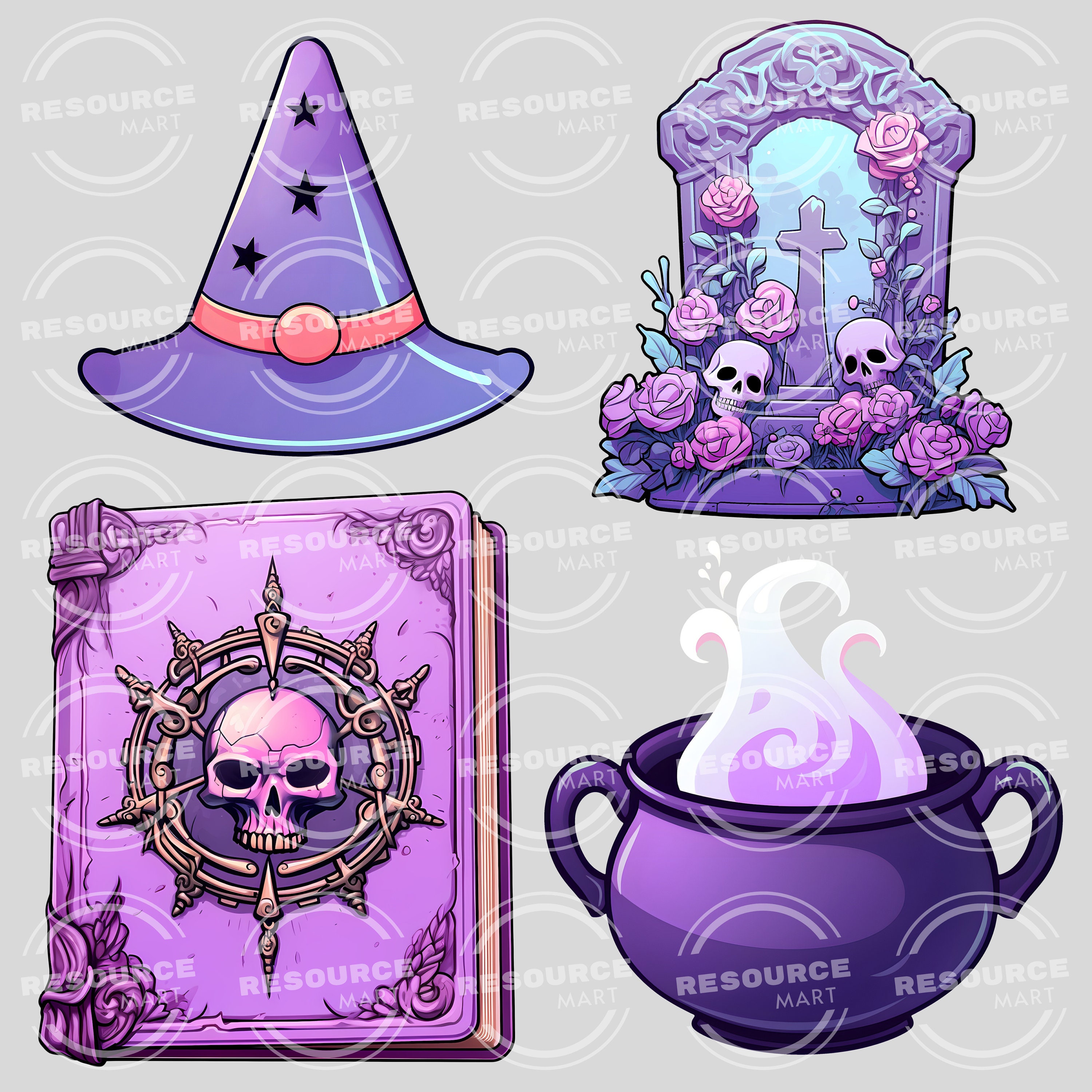 Pastel Halloween Clipart Transparent PNG, Pastel Goth Clip Art Cute ...
