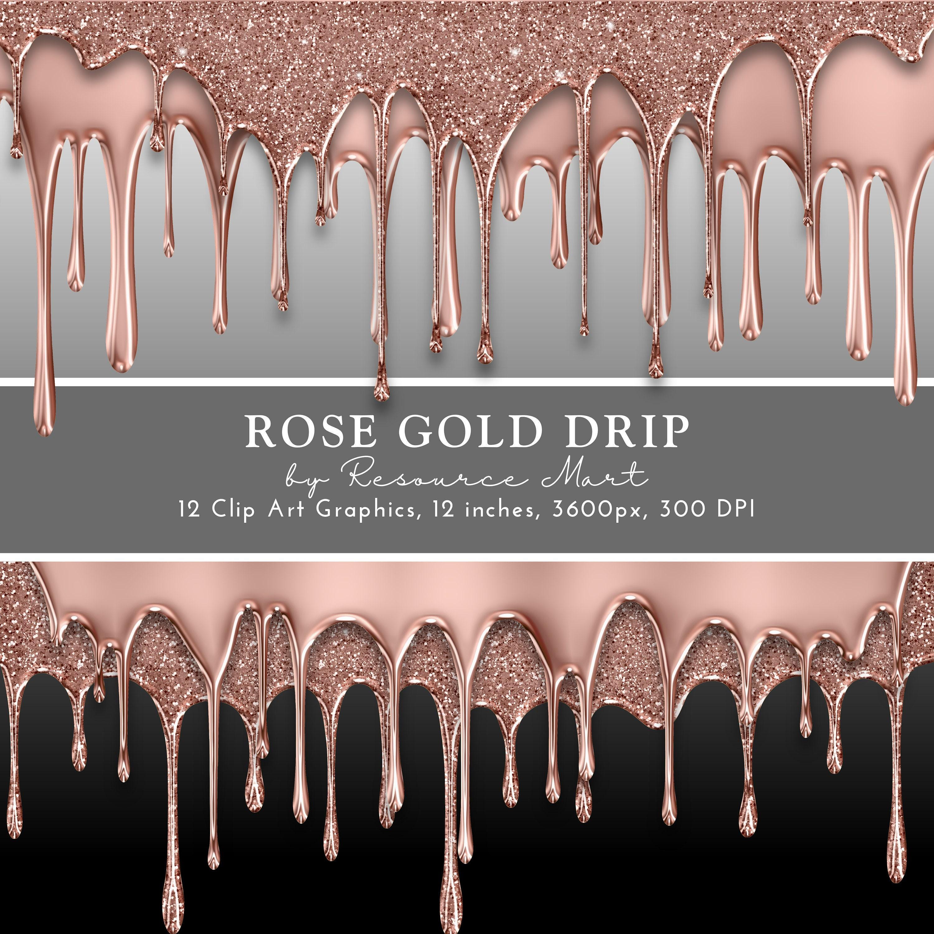 Rose Gold Drip Clip Art, Metallic & Glittery Clip Art, Luxe Glam ...